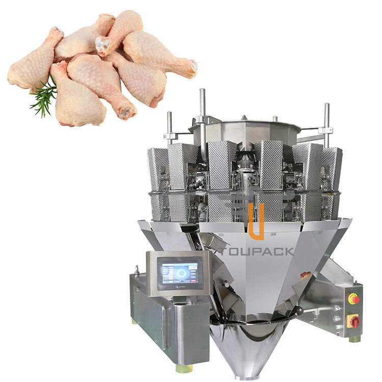 14 Head Combination Weigher SS 10-500g Fresh Meat Chicken Leg Auto ...